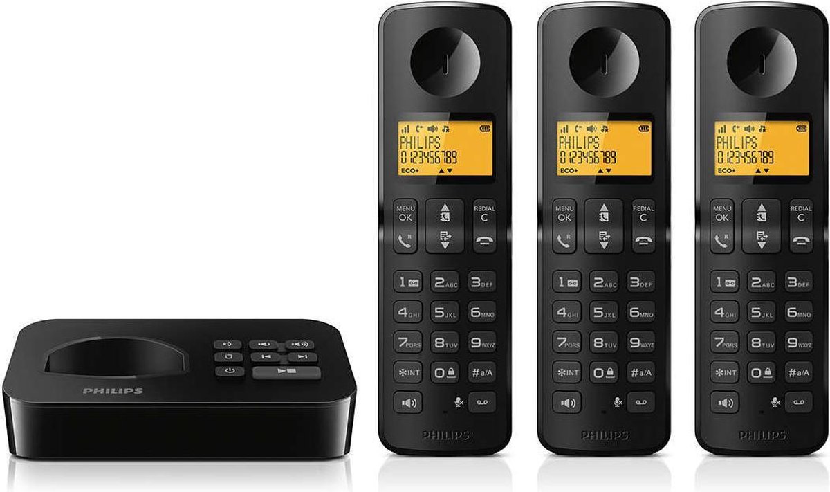 bol.com | Philips D2153 - Trio DECT telefoon met antwoordapparaat - Zwart