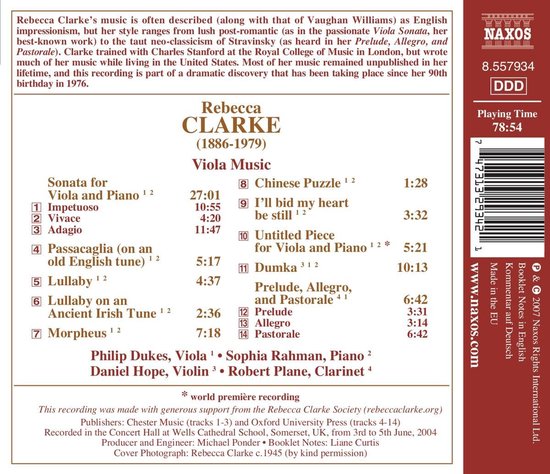 Philip Dukes, Sophia Rahman, Daniel Hope, Robert Plane - Clarke: Viola ...
