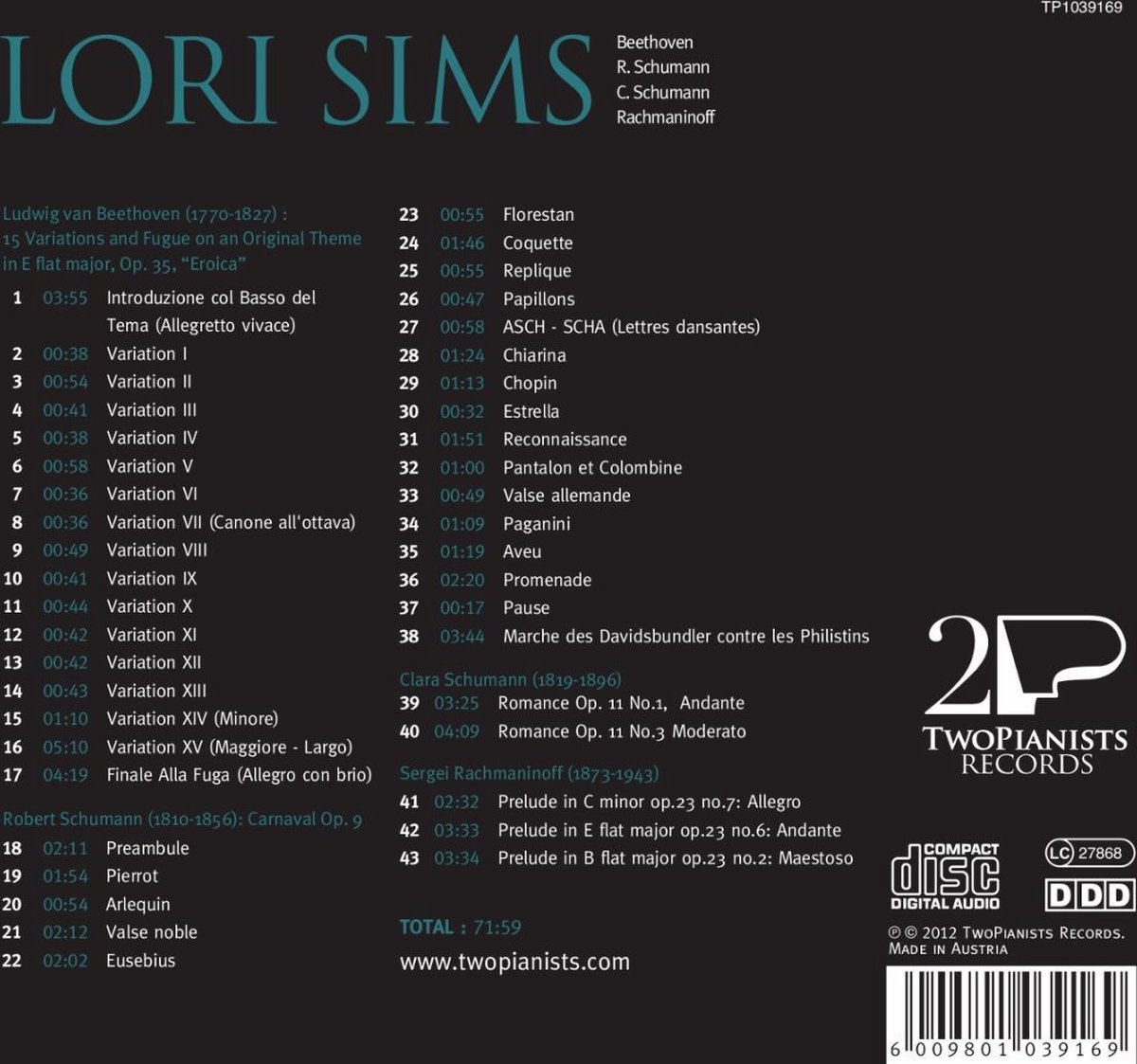 Lori Sims - 15 Variations/Carnaval/Romance (CD), Lori Sims | Muziek ...