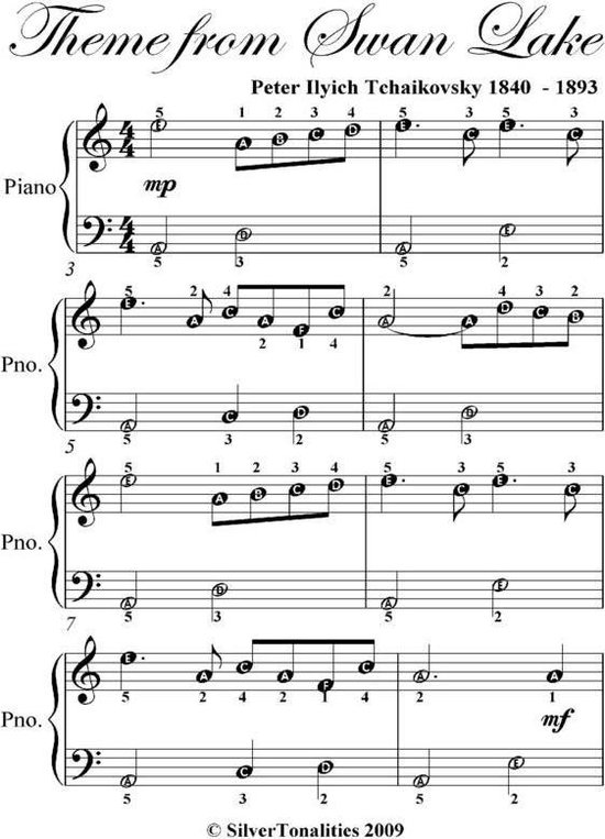 Theme from Swan Lake Easy Piano Sheet Music (ebook), Peter Ilyich Tchaikovsky |... | bol.com