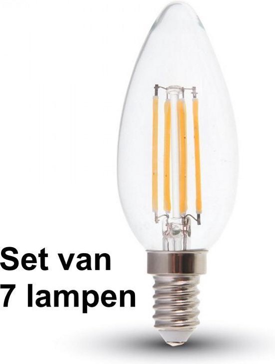 4W E14 Kaars - Extra warm wit - (2700K) - Dimbaar -Set van 7 stuks | bol.com