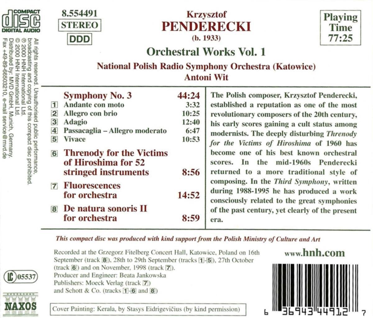 Penderecki: Orchestral Works Vol 1 / Antoni Wit, Polish RSO, Krysztof ...