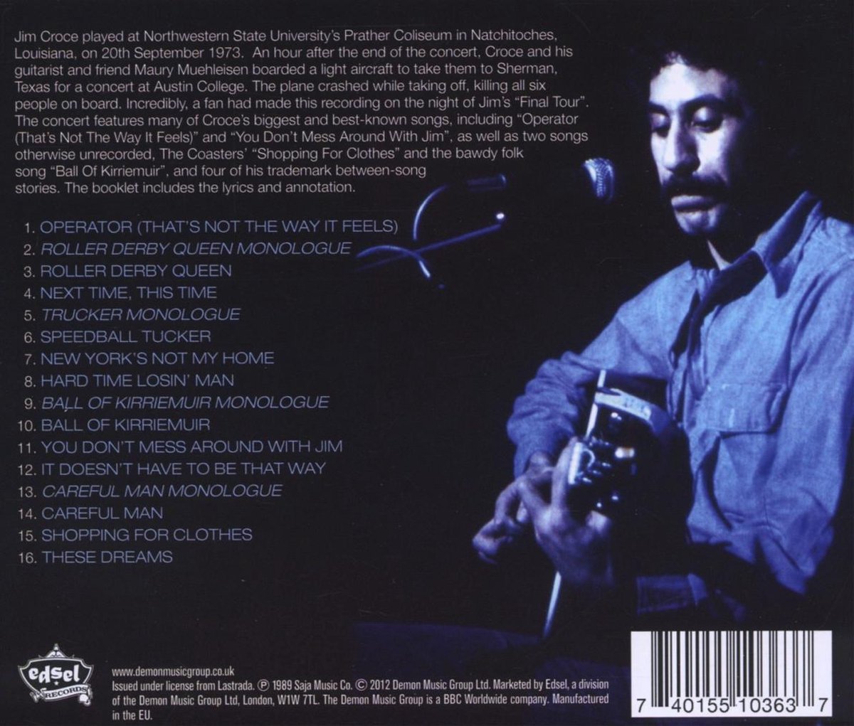 Jim Croce Live: The Final Tour, Jim Croce | CD (album) | Muziek | bol.com