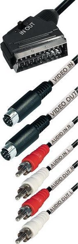 PremiumConnect Scart 21p - S-VHS en 2RCA in en uit - 1,5 meter | bol.com