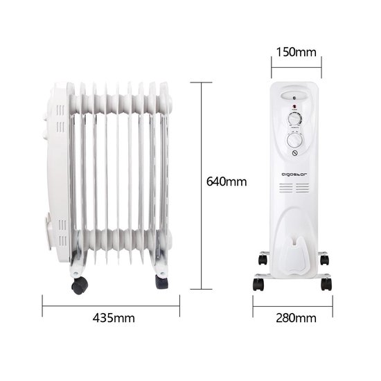 Aigostar Heating Girl 33IEI - Oliegevulde radiator, 2000 watt, 9 ribben ...