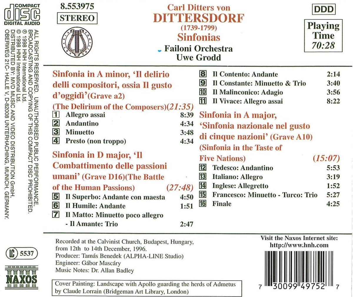 Failoni Orchestra, Uwe Grodd - Dittersdorf: Sinfonias (CD), Failoni ...