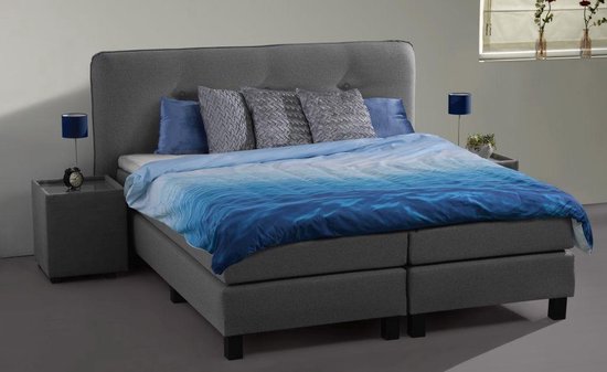 Complete boxspring Cancun-Inclusief matras en topper-Lichtgrijs-140x200 ...