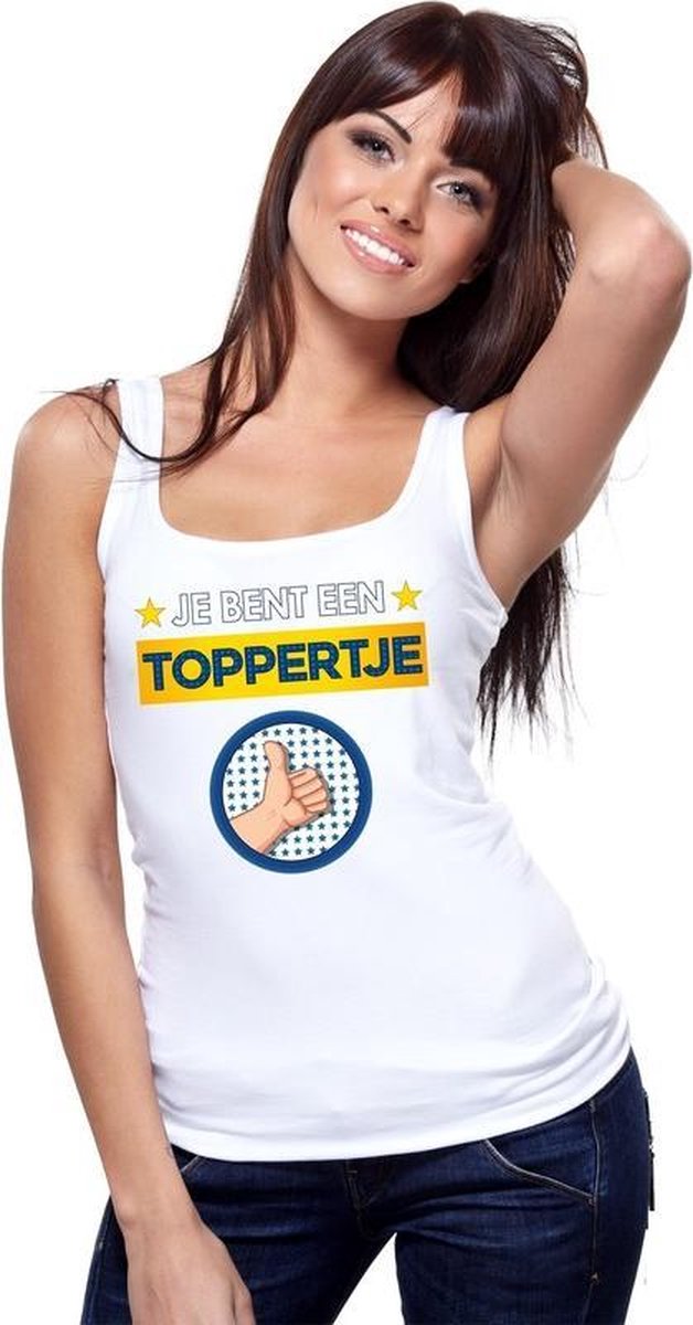 Toppers Wit mouwloos feest shirt/ tanktop - Je bent een toppertje met ...
