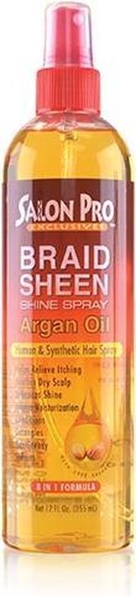 Salon Pro Braid Sheen Shine Spray Brazilian Argan Oil 355 ml | bol