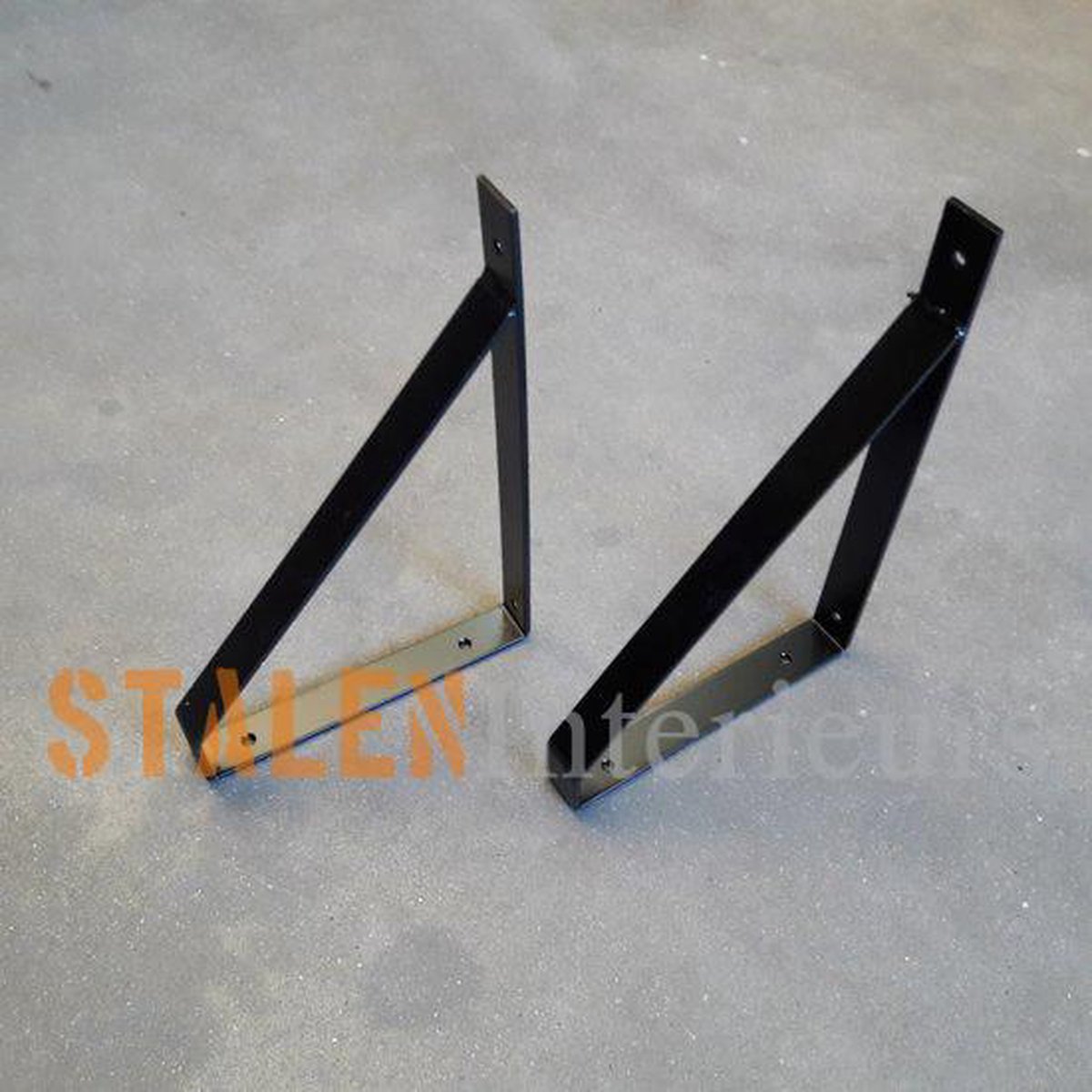 Industriële Plankdragers Staal | Mat Blank | Eikenhout | 100cm| planken ...