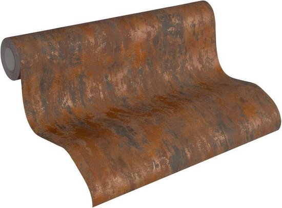 ROEST BEHANG | Industrieel - bruin oranje - A.S. Création Trendwall 2 ...
