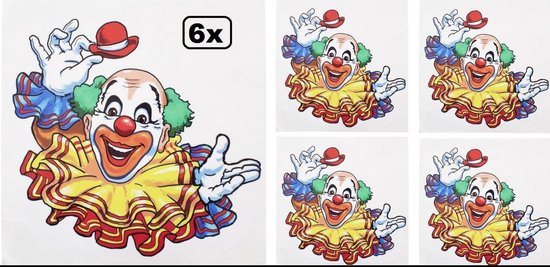 Raamsticker clown 35 x 40 cm - carnaval clown raam sticker thema feest ...