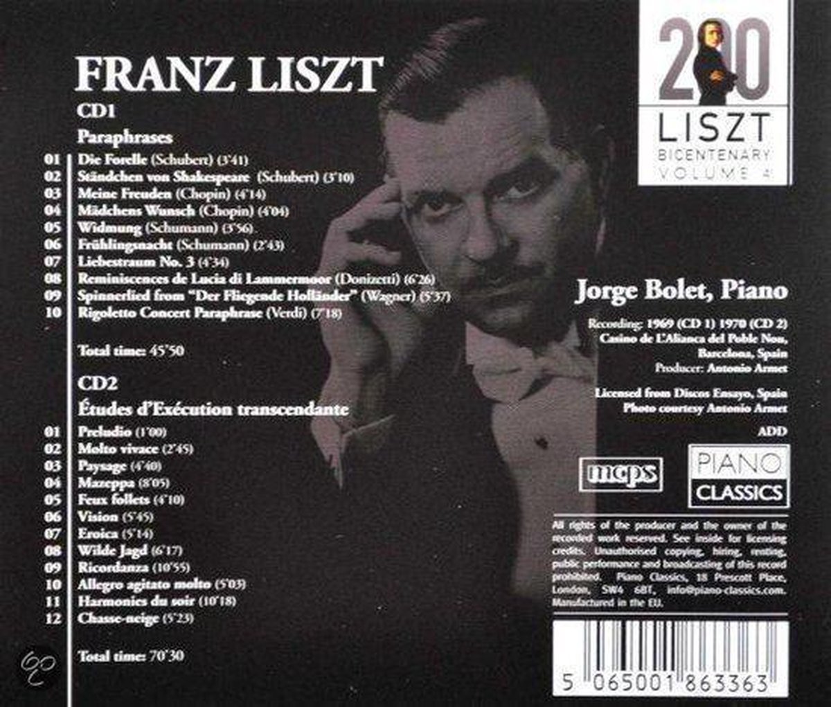 Liszt; Paraphrases & Etudes, George Bolet | CD (album) | Muziek | bol.com