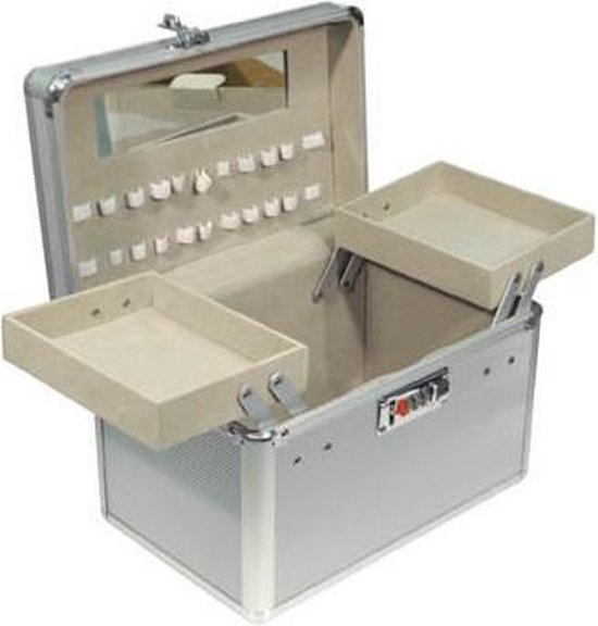 Grote aluminium Make-up koffer met 2 lades | bol.com