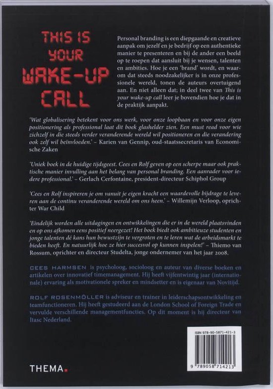 This is your wake-up call | 9789058714213 | Cees Harmsen | Boeken | bol
