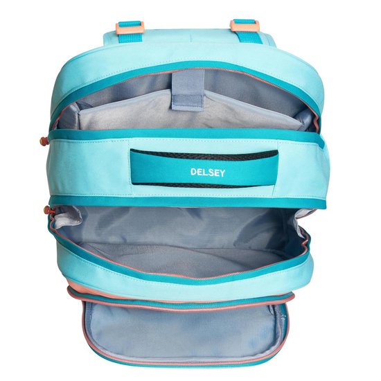 Delsey 2-Vaks Rugzak 15.6 Inch Miami - Turquoise | bol.com