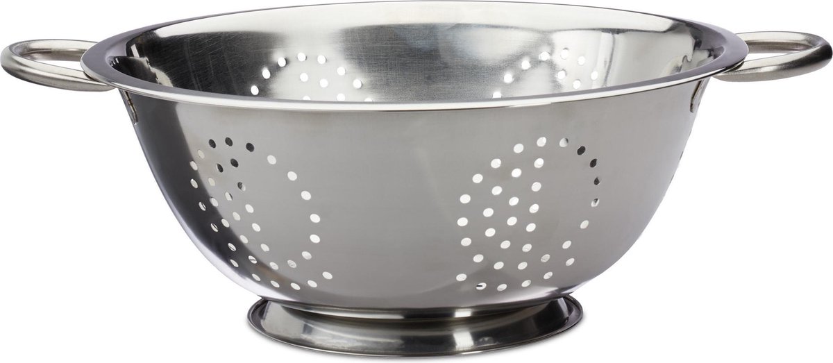 Relaxdays vergiet - pastazeef - roestvrij staal - 28 cm rond - met ...