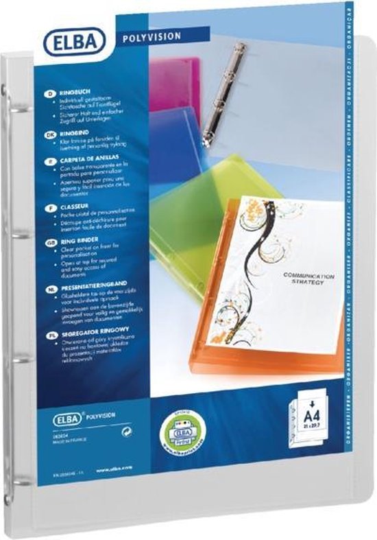 Ringband Panorama Elba polyvision 4-rings A4 30 mm Transparant | bol.com