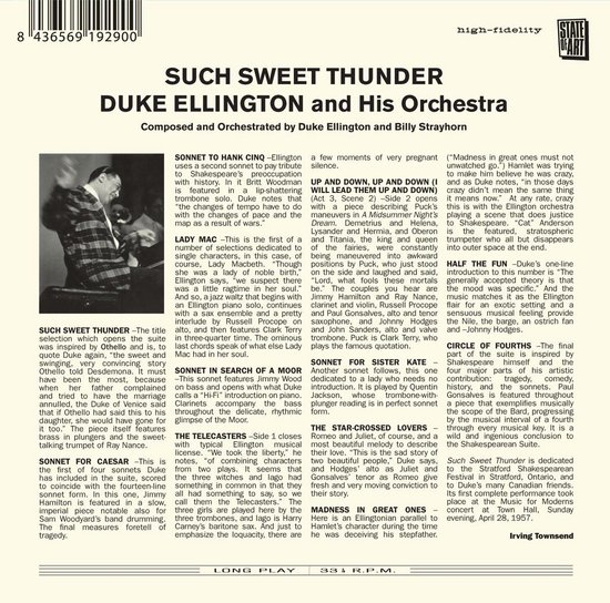 Such Sweet Thunder, Duke Ellington | Muziek | bol