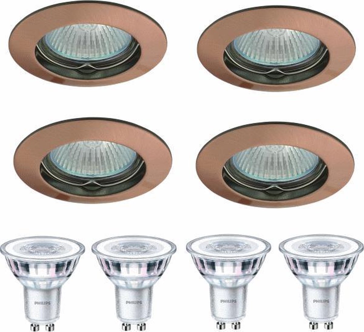 Philips Led Inbouwspot Gu10 Dimbaar Brons Set Van 4 Stuks