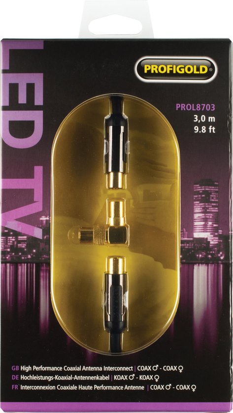 Profigold Prol8703 Coaxkabel Male - Female 3,00 M Zwart | bol