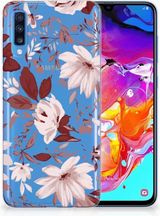 Samsung Galaxy A70 TPU-siliconen Hoesje Watercolor Flowers | bol.com