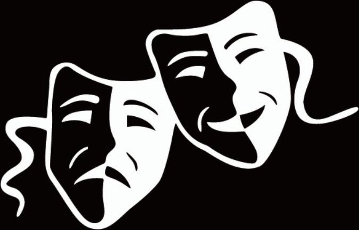 Witte -Drama Theater Comedy Tragedy masker op uw auto - Toneel ...