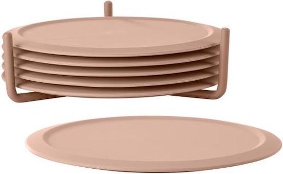 Onderzetters (6) Zone Denmark - huidkleur - met houder - "Safe landing ...