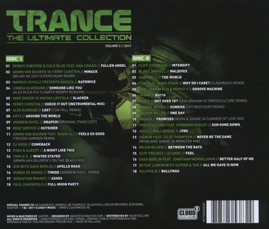 Various Artists - Trance The Ultimate Col. 2011-3 (CD), various artists ...
