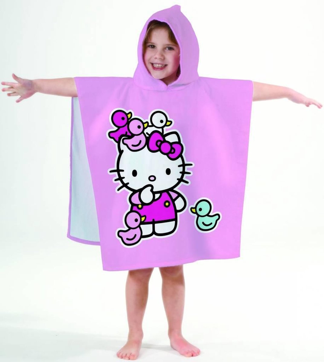 Hello Kitty Ducky - Poncho / Badcape - 60 x 120 cm - Roze | bol.com
