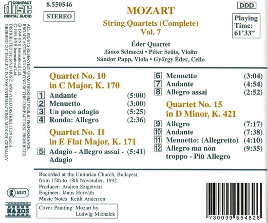 Eder Quartet - Mozart: String Quartets 7 (CD), Eder Quartet | Muziek | bol