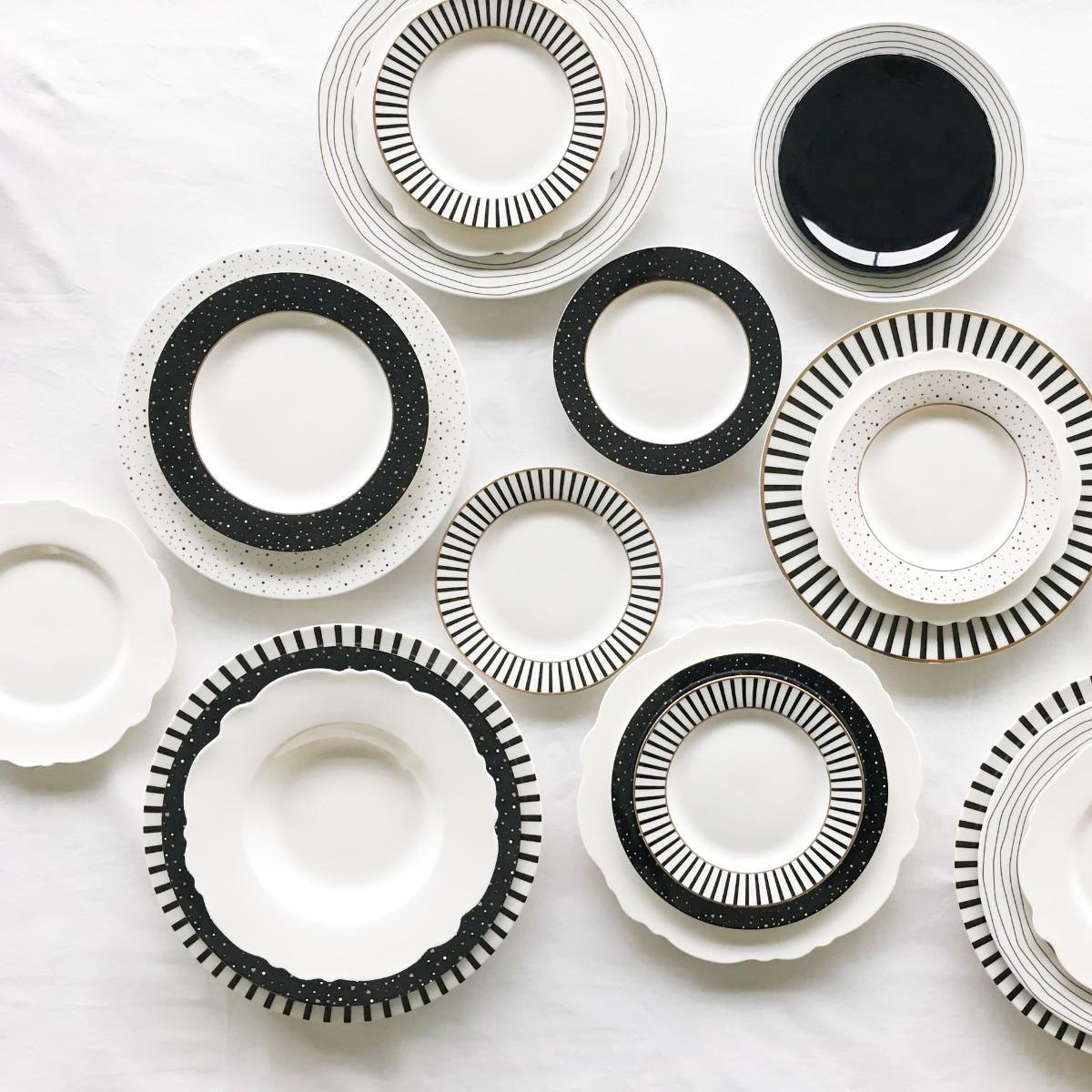 Set van 4 Dutch Rose Loft dinerborden met grafische strepen 26 cm | bol.com