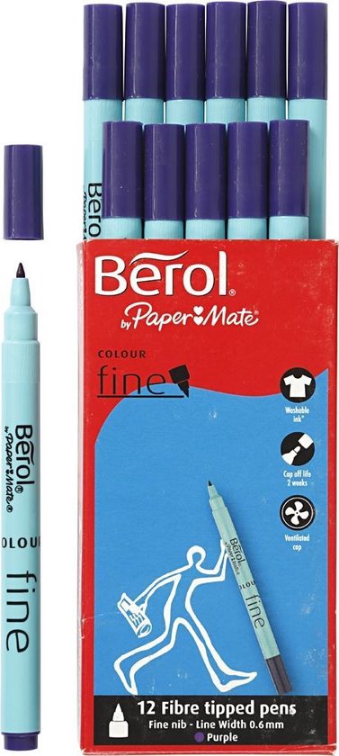 Berol Colourfine, lijndikte: 0,6 mm, d: 10 mm, paars, 12stuks | bol.com