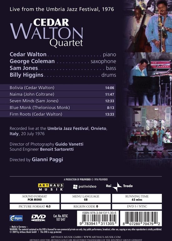 Cedar Walton Quartet - Live Tijdens Het Umbria Jazz Festival, 1976 ...