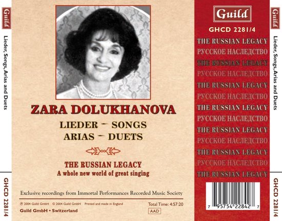 Lieder Songs Arias Duets - Russian Legacy, Zara Dolukhanova | CD (album) | Muziek | bol