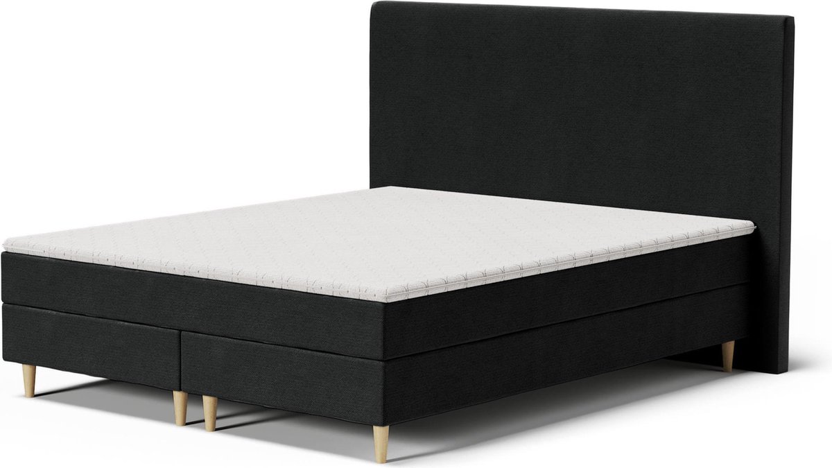Boxspring 180x200 Antraciet - Inclusief Matras, Topper & Hoofdbord ...