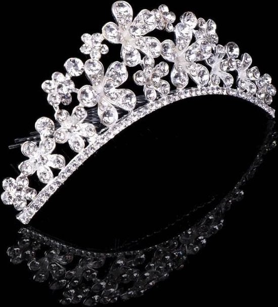 PaCaZa - Fonkelende Tiara Kam met Bloemen | bol