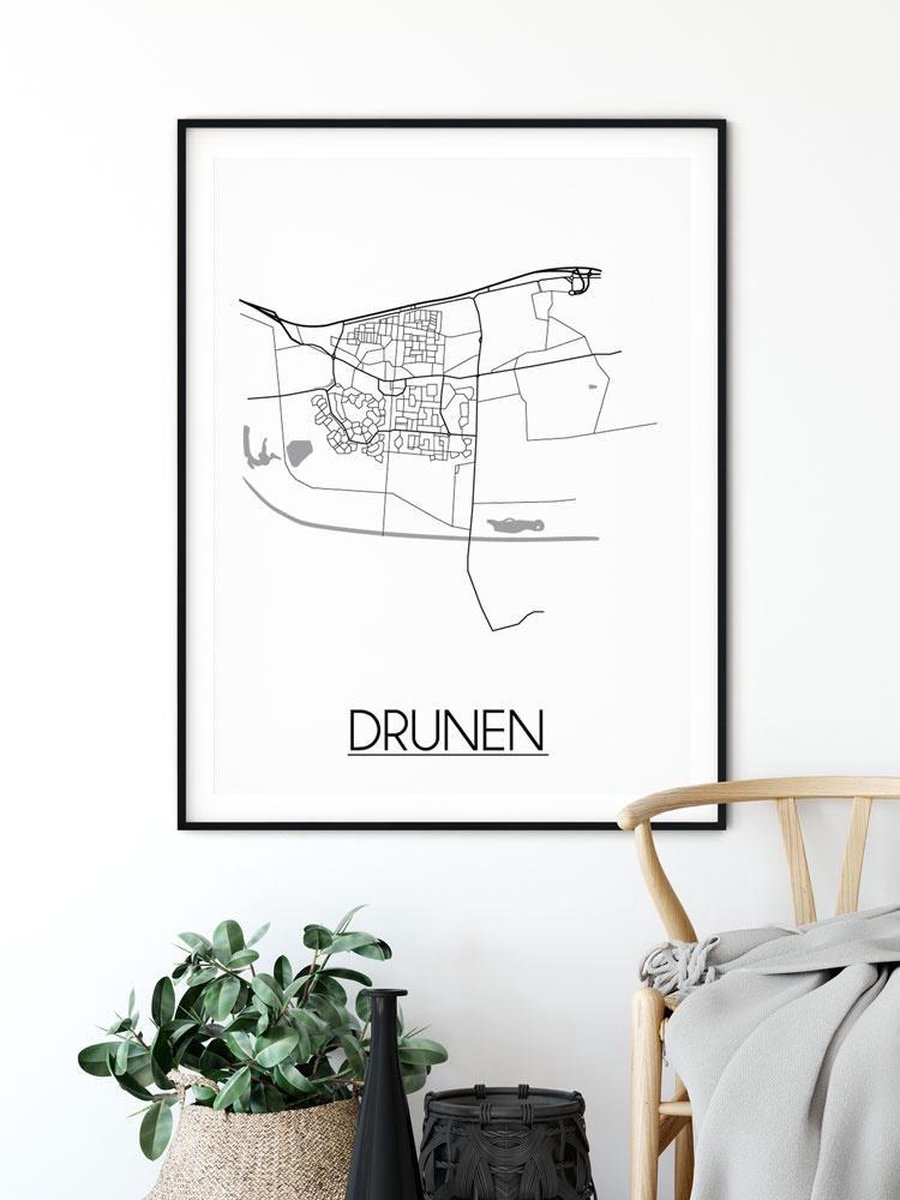 DesignClaud Drunen Map poster A4 poster (21x29.7cm) | bol.com