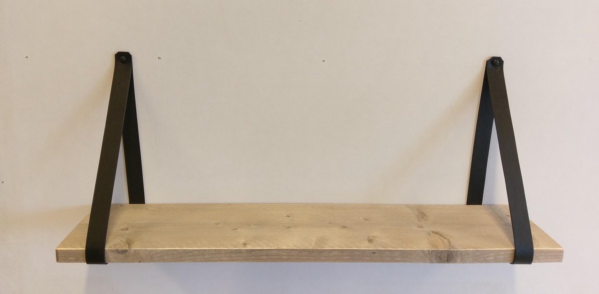 Wandplank 80cm met leren plankdragers | bol