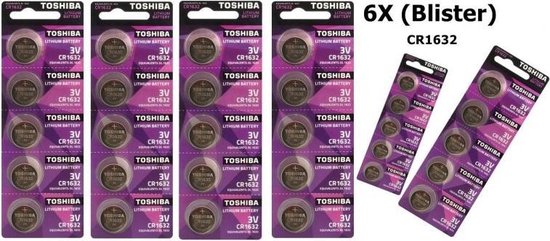 6 Blisters (30 batterijen) - Toshiba CR1632 Lithium Knoopcel Batterij | bol.com