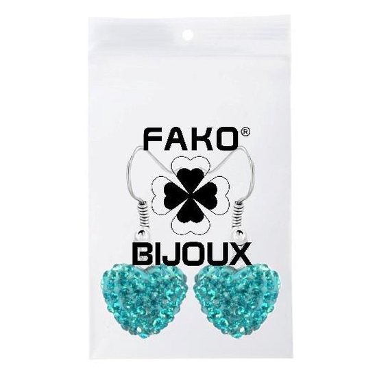 Fako Bijoux® - Oorbellen - Disco Dots - Hanger - Hart - Helblauw | bol.com
