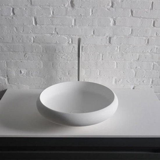 Wastafel Opbouw Ideavit Solidego Rond 40x40x11.2cm Solid Surface Mat Wit 0 Kraangaten | bol.com