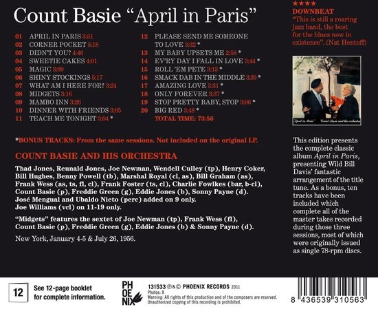 April In Paris, Count Basie & His Orchestra | CD (album) | Muziek | bol.com