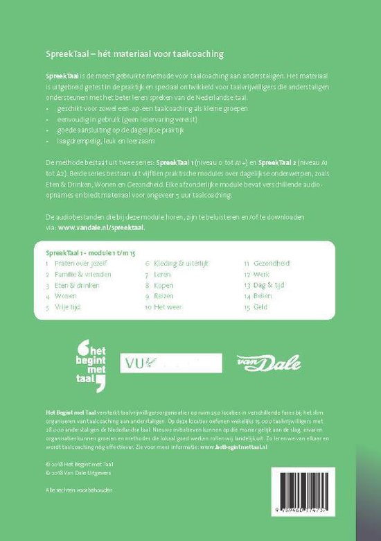 SpreekTaal 1 Werk | 9789460774737 | Stichting Het Begint met Taal & VU-NT2 | Boeken | bol