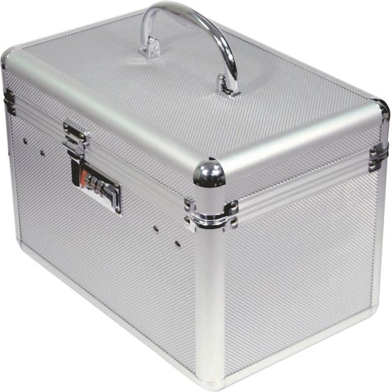 Grote aluminium Make-up koffer met 2 lades | bol.com