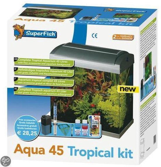 SuperFish Tropical Aquarium - 46.5x43.5x28.5 cm - 45L - Grijs | bol.com