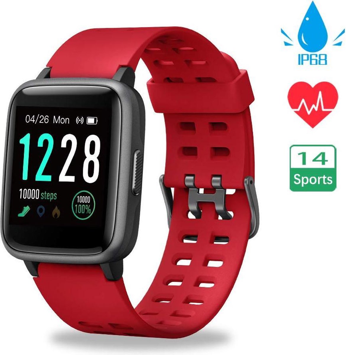 SmartWatch-Trends S205 - Smartwatch - Rood | bol.com