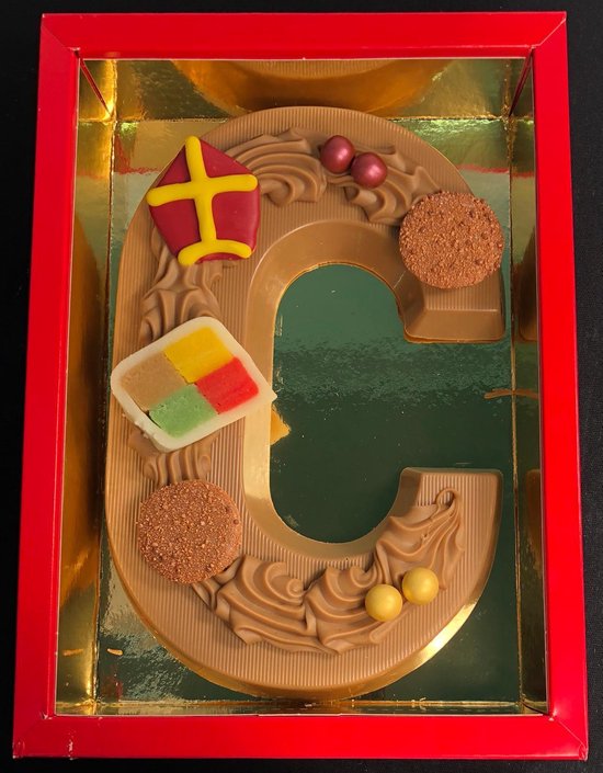Ambachtelijk gemaakte chocoladeletter C melk gedecoreerd - 240 gram | bol