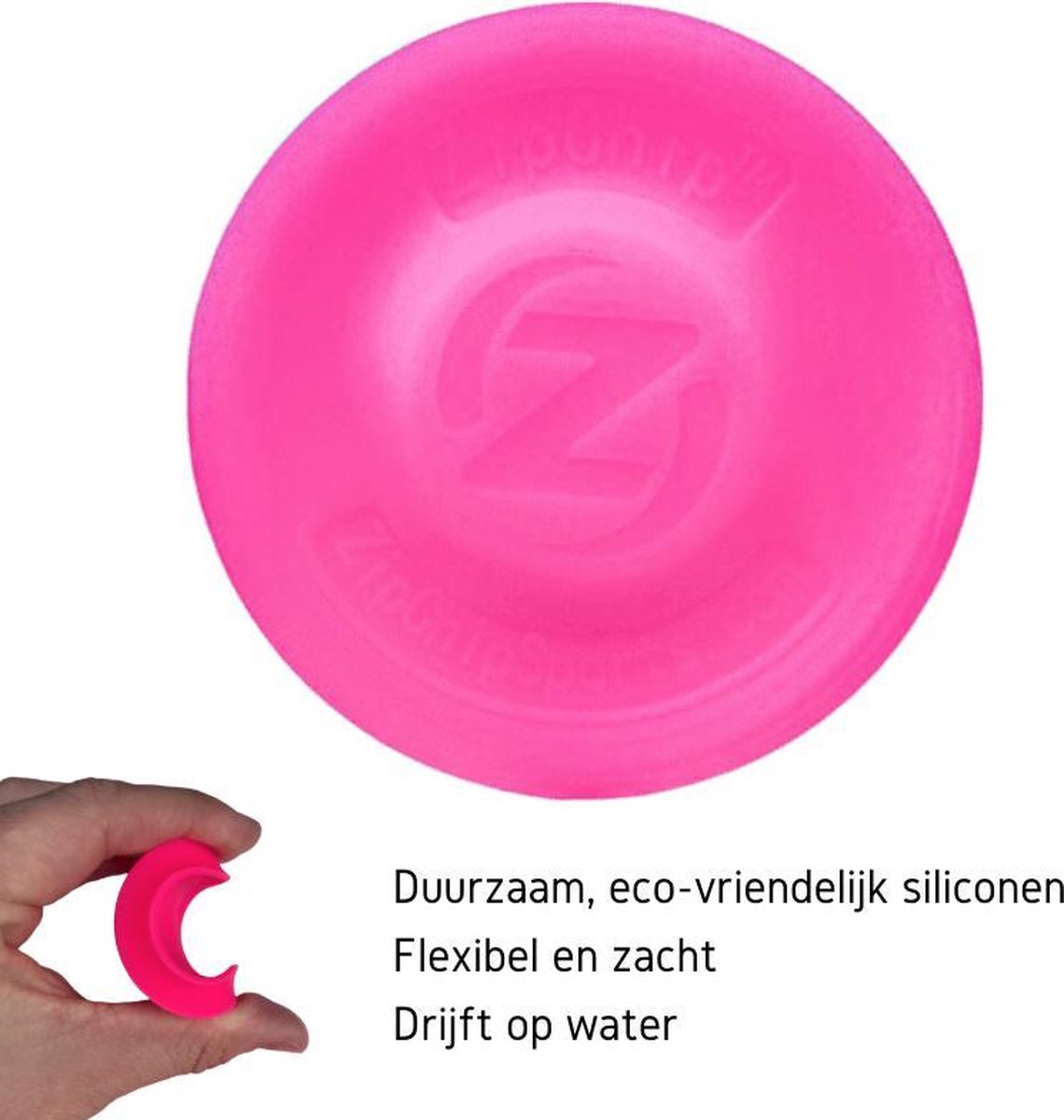 Mini frisbee ZipChip - siliconen - roze - 6,5 x 6,5 x 1,2 cm ...