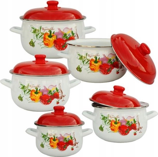 Edënbërg Enamel Line - 10-delige Luxe Emaille Pannenset | bol